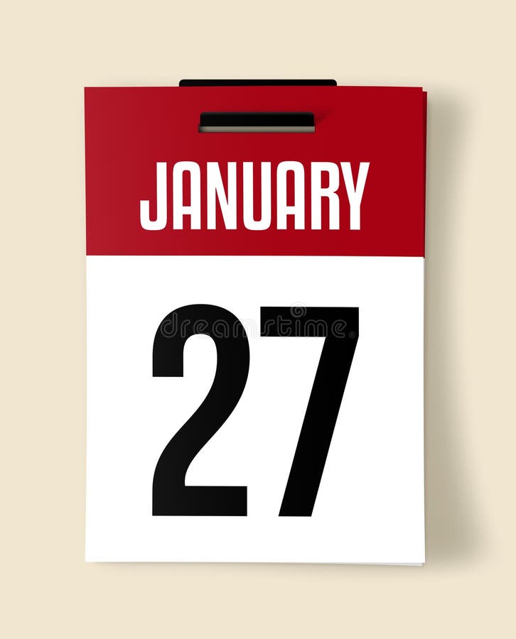 27 January Calendar Date, a Realistic Calendar Sheet Hanging on a Wall ...