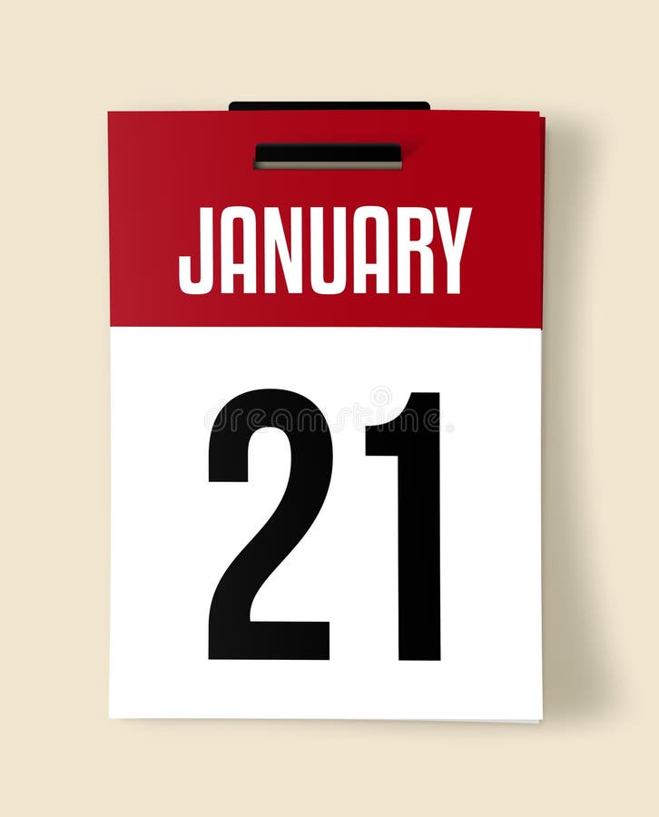 21 January Calendar Date, a Realistic Calendar Sheet Hanging on a Wall ...