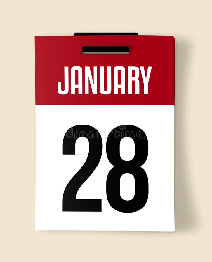 28 January Calendar Date, a Realistic Calendar Sheet Hanging on a Wall ...