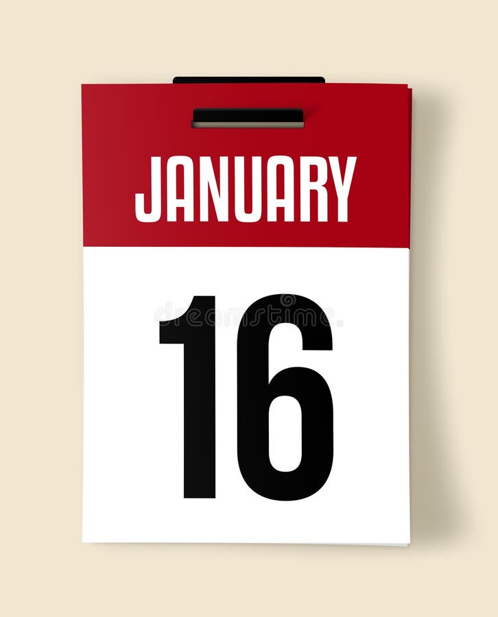16 January Calendar Date, a Realistic Calendar Stock Vector ...