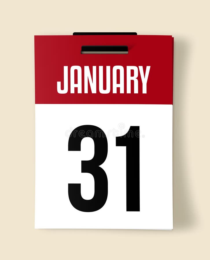 31 January Calendar Date, a Realistic Calendar Stock Illustration ...