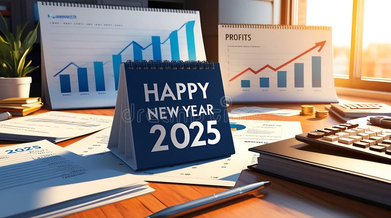 January 2025 Calendar with Financial Graph and Coins Stock Illustration ...