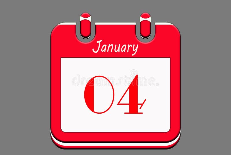 04 January, Calendar of January, Gray Background with Empty Space for ...