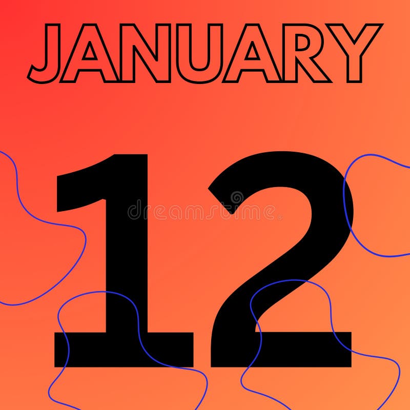 January 12 , Calendar , daily Calendar Icon in Flat Design Style Stock ...