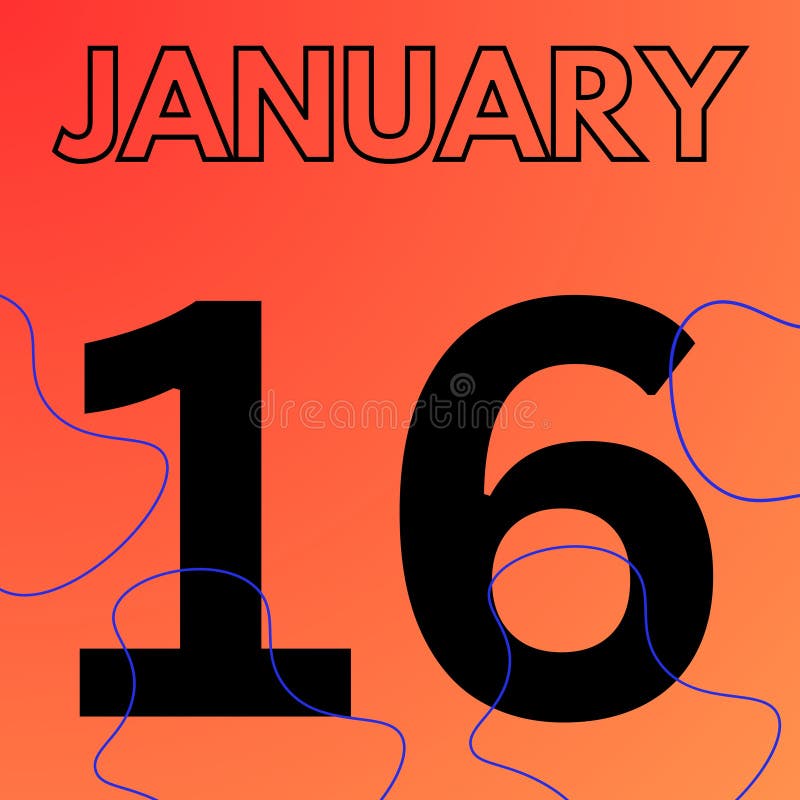 January 16 , Calendar , daily Calendar Icon in Flat Design Style Stock ...