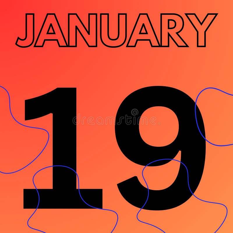 January 19 , Calendar , daily Calendar Icon in Flat Design Style Stock ...