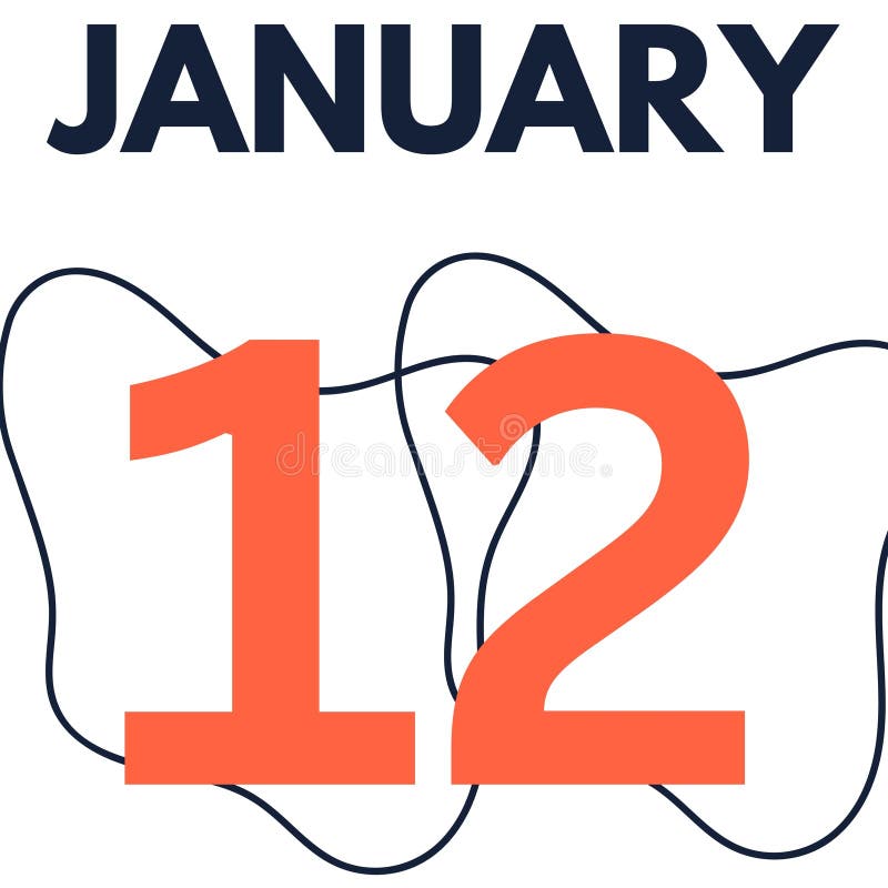 January 12 , Calendar , daily Calendar Icon in Flat Design Style Stock ...