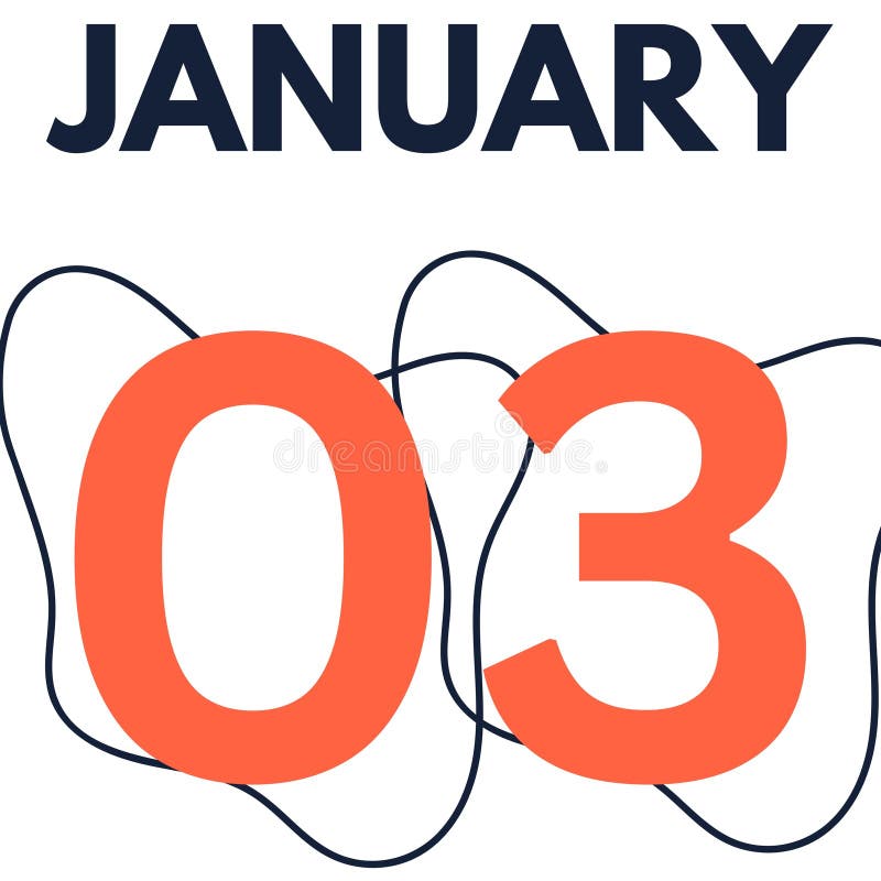 January 3 , Calendar , daily Calendar Icon in Flat Design Style Stock ...