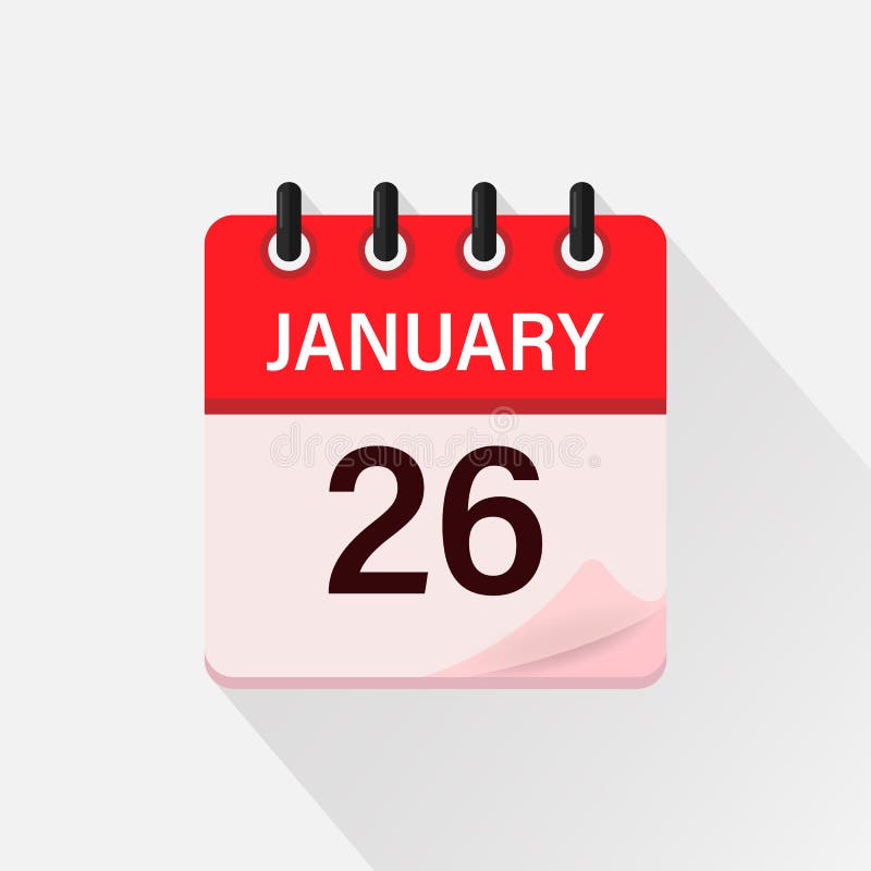 January 26, Calendar Icon with Shadow. Day, Month. Flat Vector ...