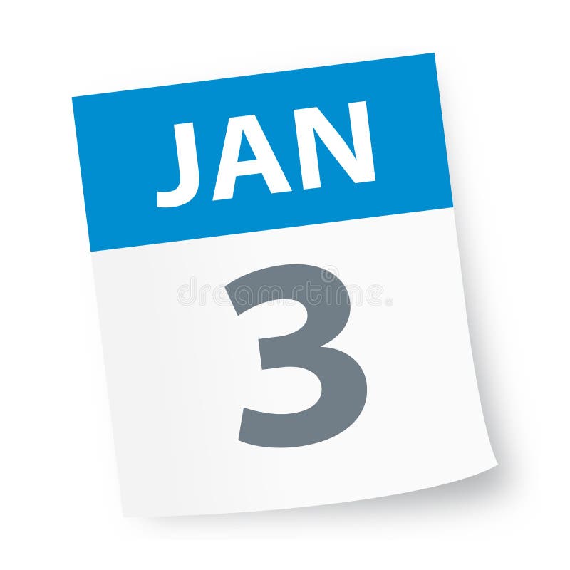 January 3 - Calendar Icon stock illustration. Illustration of adhesive ...