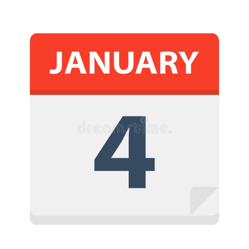 January 4 - Calendar Icon stock vector. Illustration of month - 131927937
