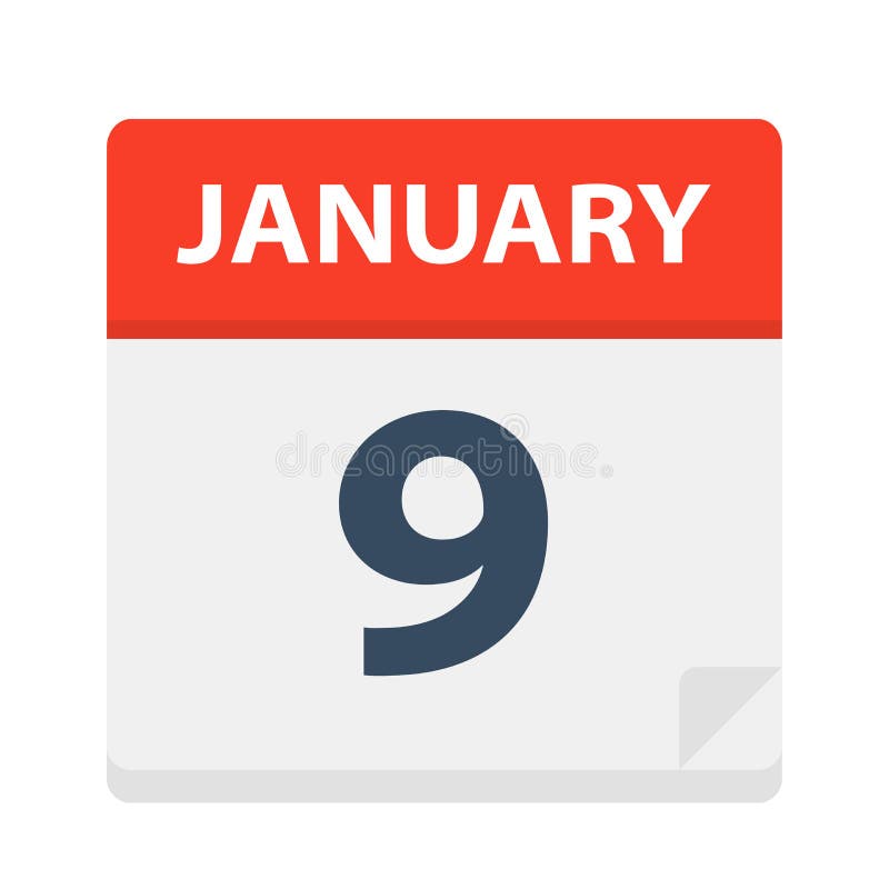 January 9 - Calendar Icon stock vector. Illustration of icon - 131928018
