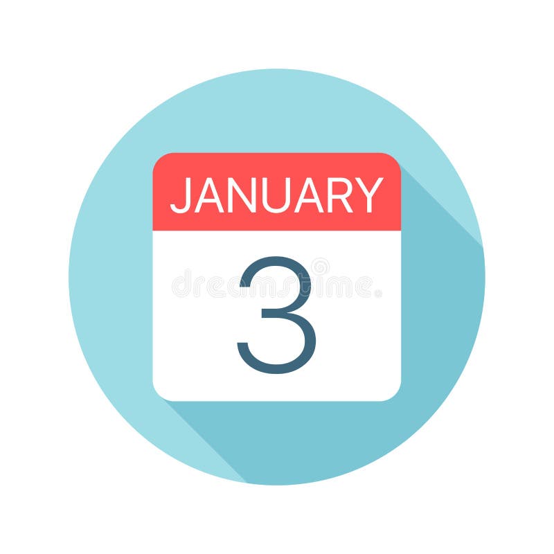 January 3 - Calendar Icon. Vector Illustration of One Day of Month ...