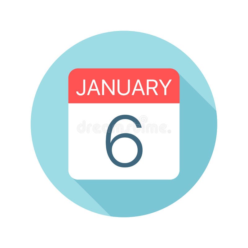 January 6 - Calendar Icon. Vector Illustration of One Day of Month ...