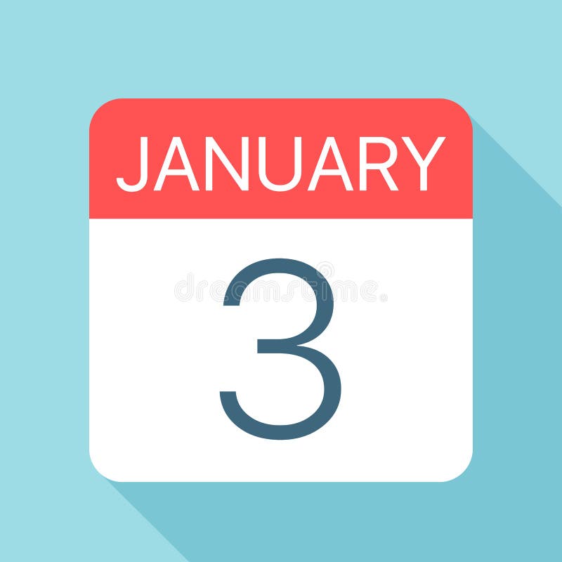 January 3 - Calendar Icon. Vector Illustration of One Day of Month ...