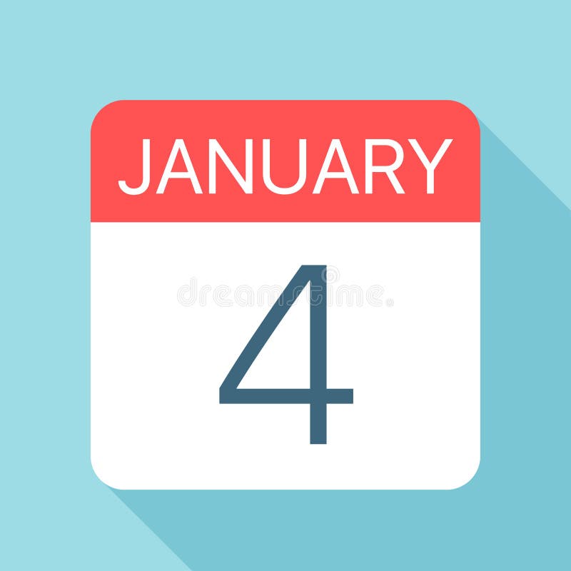 January 4 - Calendar Icon. Vector Illustration of One Day of Month ...