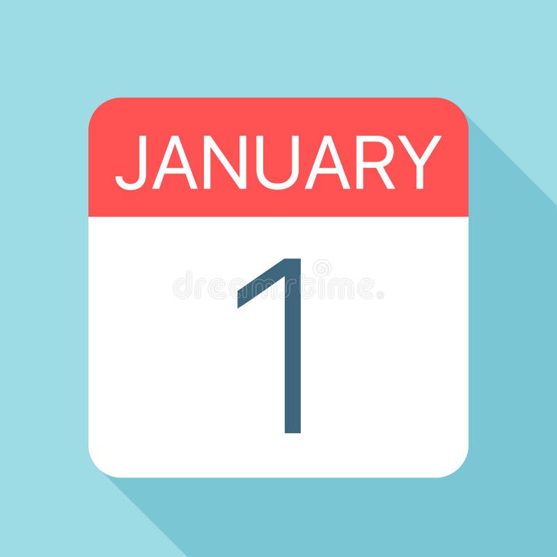 January 1 - Calendar Icon. Vector Illustration of One Day of Month ...