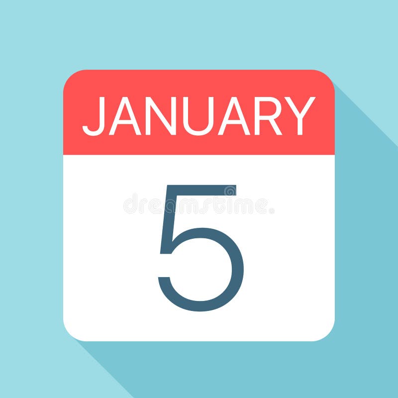 January 5 - Calendar Icon. Vector Illustration of One Day of Month ...