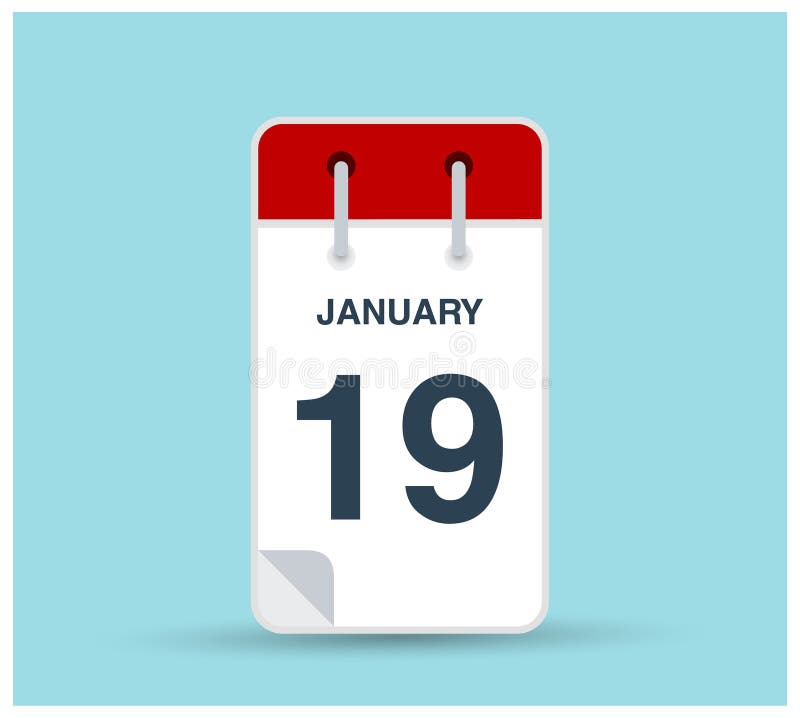 January 19 calendar leaf stock illustration. Illustration of template ...