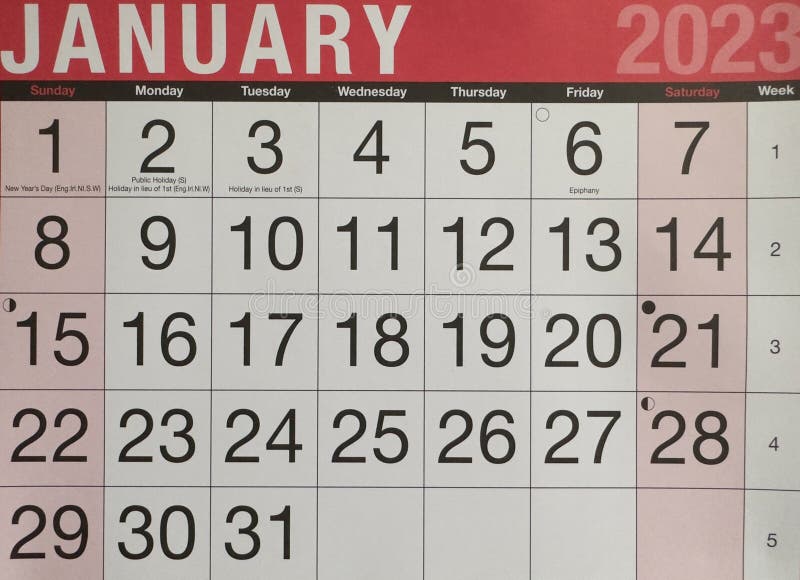 January 2023 Calendar New Year Month Stock Photo - Image of cube ...