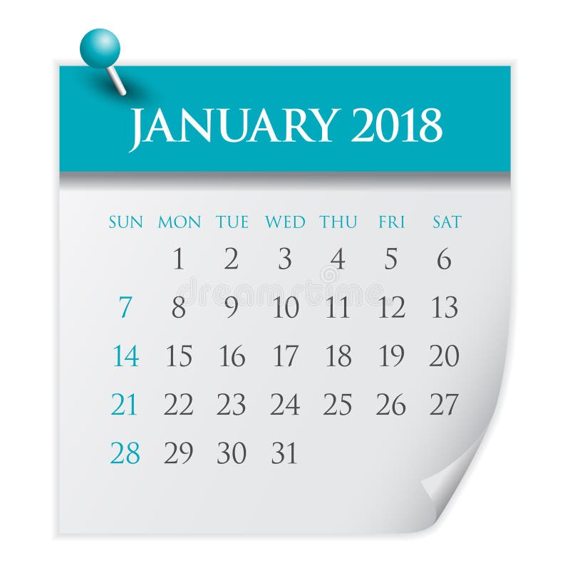 January 2018 Calendar Vector Illustration Stock Vector - Illustration ...