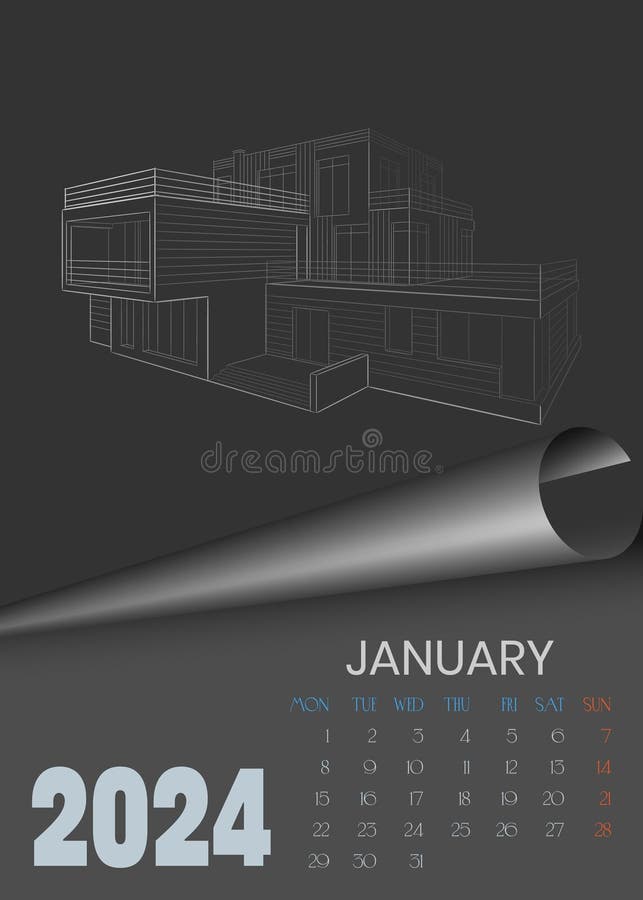 1 January. Calendar for 2024 Stock Vector - Illustration of months ...