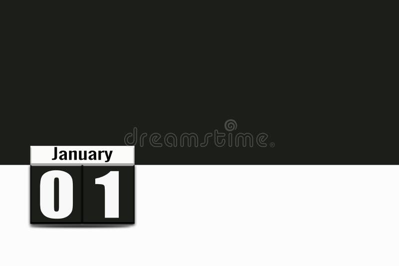 01 January, Calendar of January, White and Dark Background with Empty ...