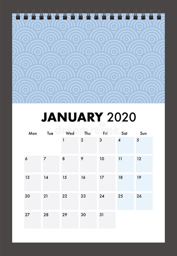 January 2020 Calendar with Wire Band Stock Vector - Illustration of ...