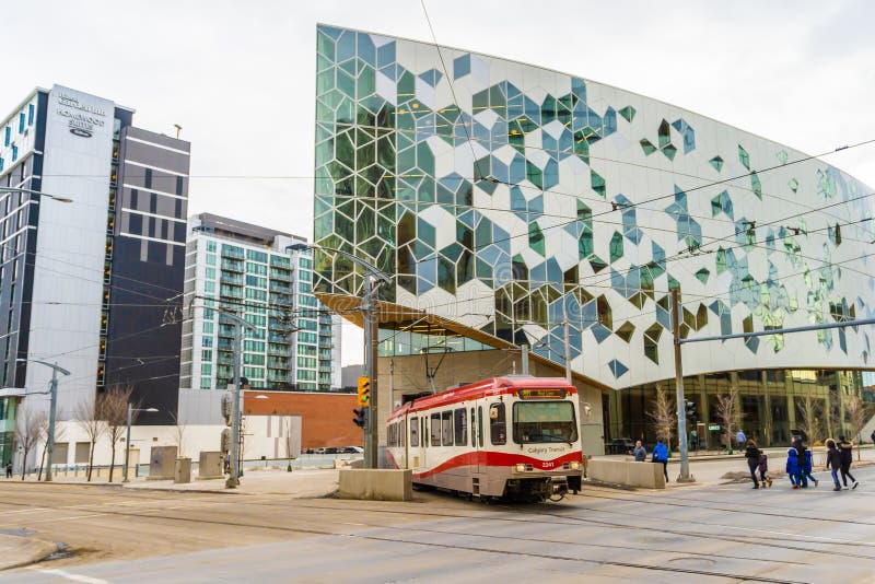 January 11 2019 , Calgary, Alberta - Calgary Transit LRT Train Using ...
