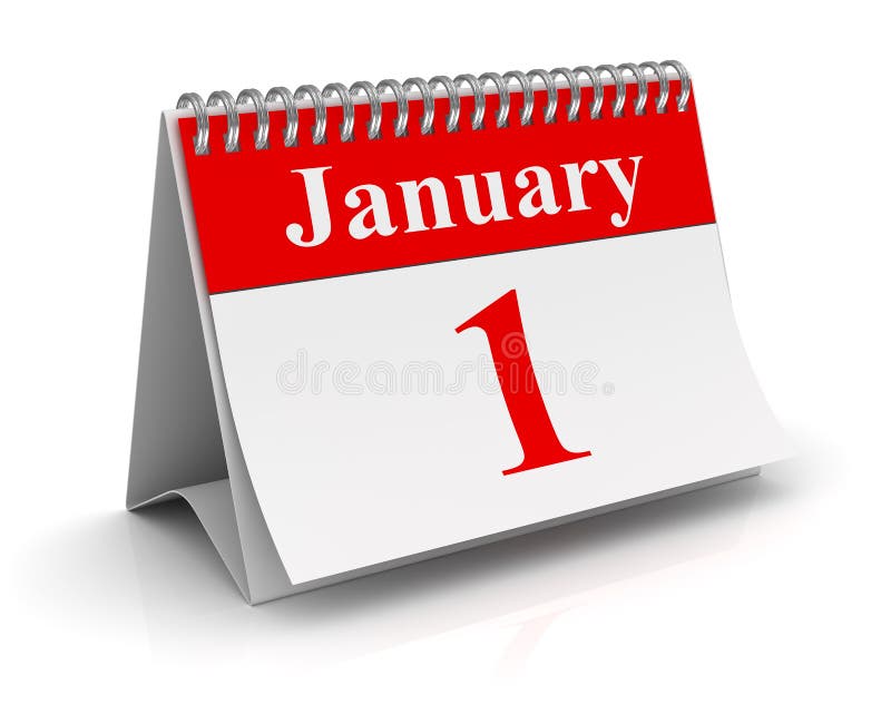 January 1 calendar stock illustration. Illustration of white - 121230748