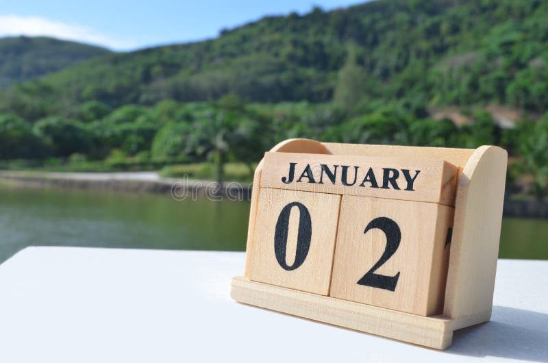 January 02, Date Design with Number Cube on White Table, Cover Design ...