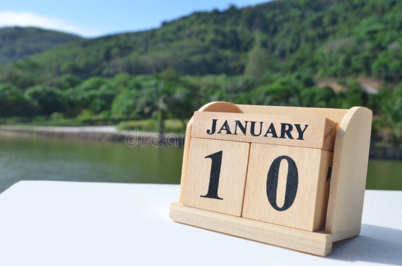 January 10, Date Design with Number Cube on White Table, Cover Design ...