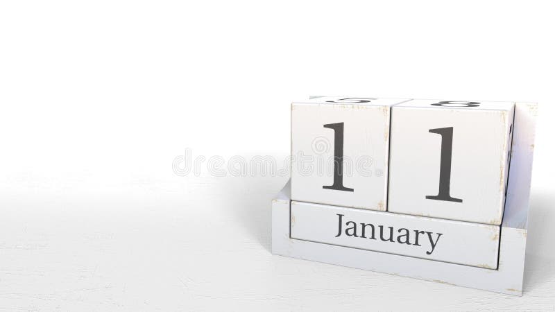 January 11 Date on Retro Blocks Calendar, 3D Rendering Stock ...