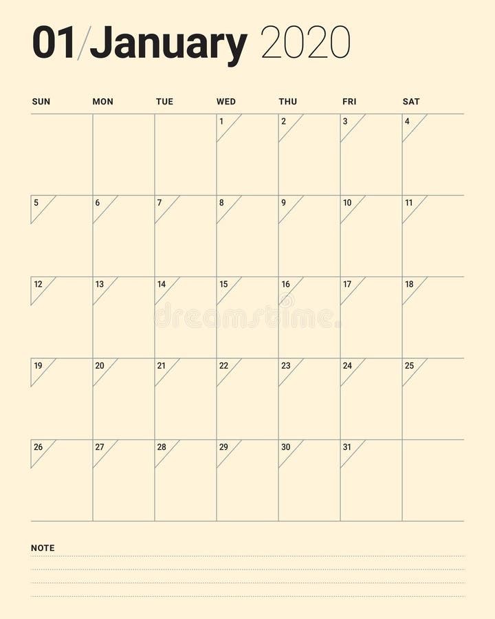January 2020 Desk Calendar Vector Illustration Stock Vector ...