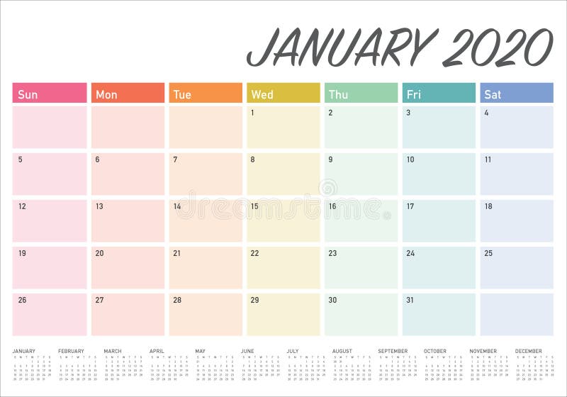 January 2020 Desk Calendar Vector Illustration Stock Vector ...