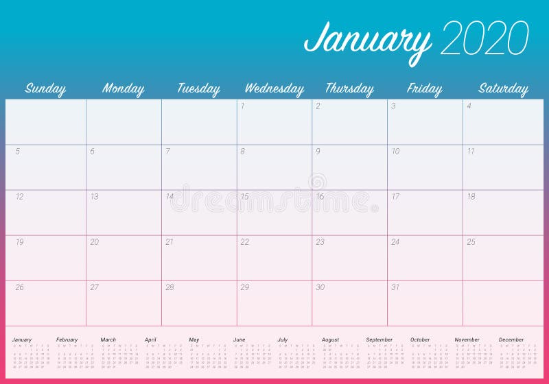 January 2020 Desk Calendar Vector Illustration Stock Vector ...