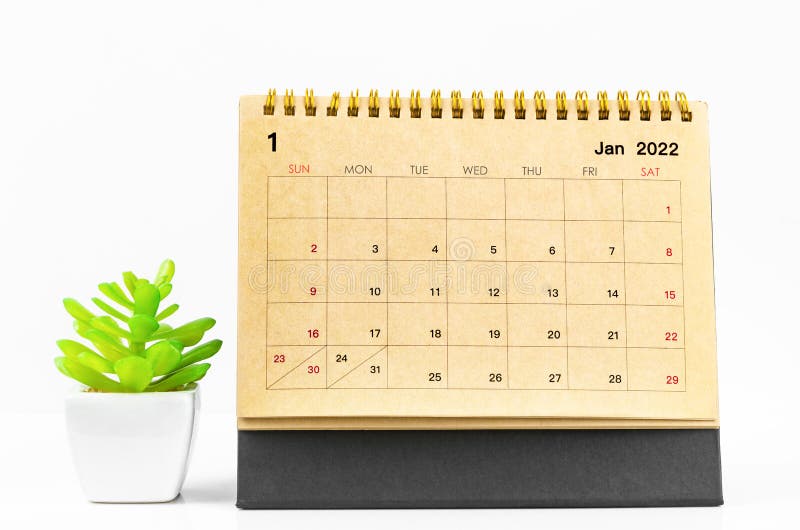 January 2022 Desk Calendar on White Table Stock Photo - Image of ...