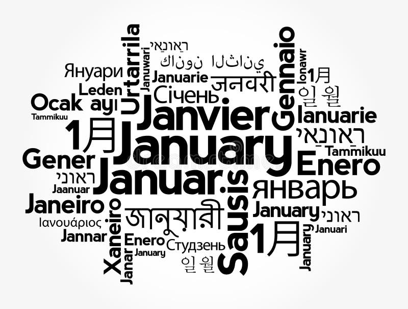 January in Different Languages of the World, Word Cloud Concept ...