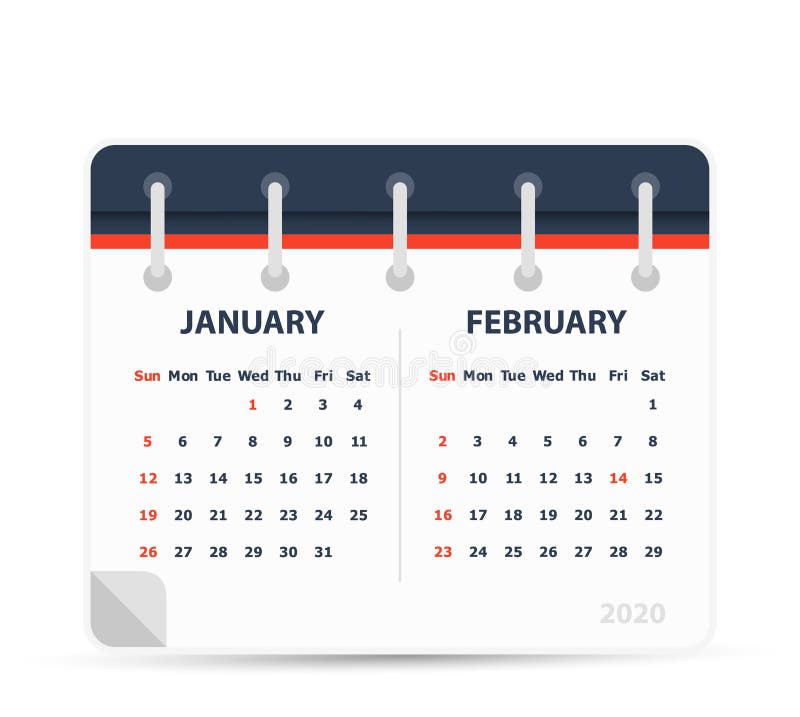January February 2020 - Calendar Icon Stock Vector - Illustration of ...