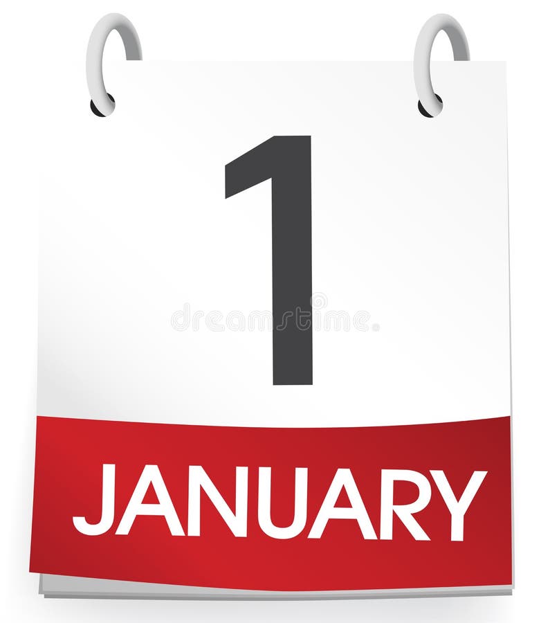 January First on Calendar New Year Stock Illustration - Illustration of ...