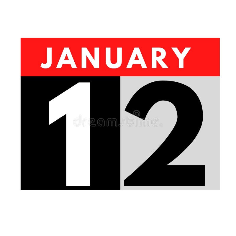 January 12 . Flat daily Calendar Icon .date ,day, Month Stock ...
