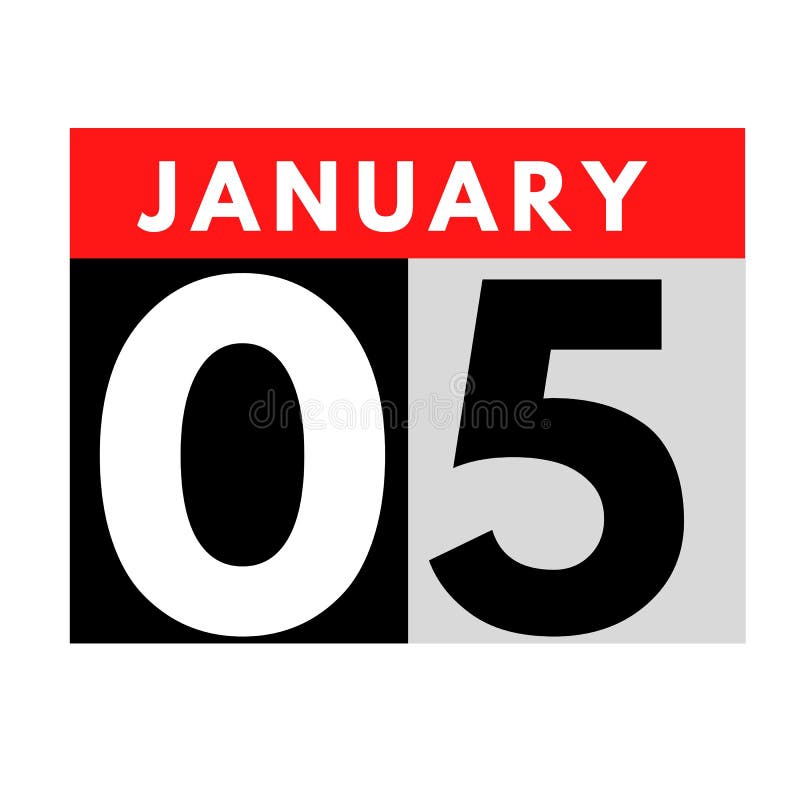 January 5 . Flat daily Calendar Icon .date ,day, Month Stock ...