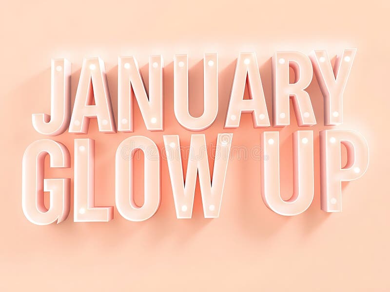 January Glow Up Message in Illuminated Letters Stock Illustration ...