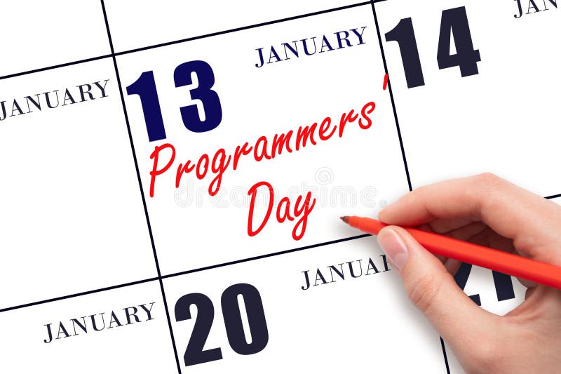January 13. Hand Writing Text Programmers Day on Calendar Date. Save ...