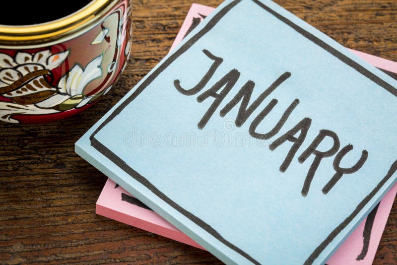 January on Note Book at Office Desktop Stock Image - Image of january ...