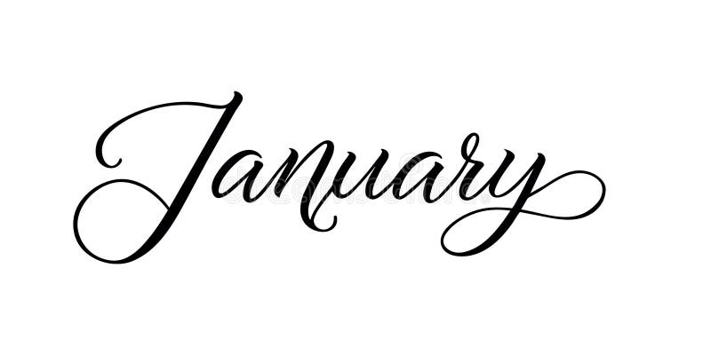 January - Handwritten Text in Calligraphic Style on a White Background ...