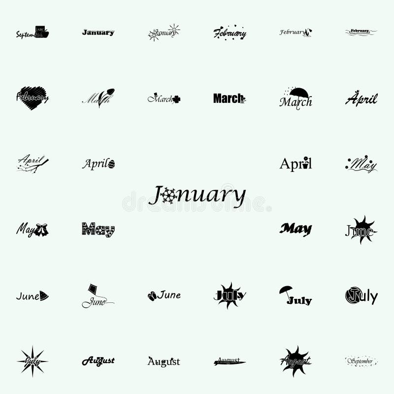 January Icon. Name of Month Icons Universal Set for Web and Mobile ...