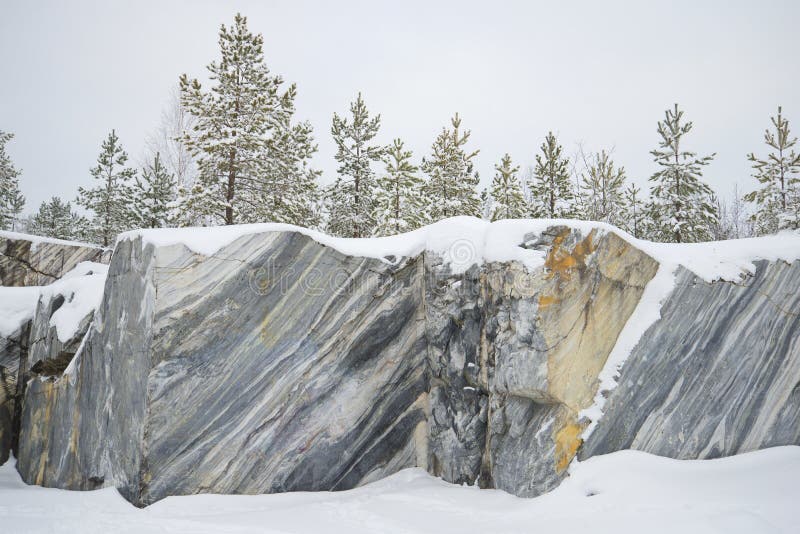 January in an Italian Marble Quarry. Ruskeala Stock Image - Image of ...