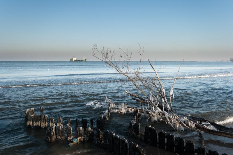 The January landscape. stock photo. Image of wave, blue - 13055606