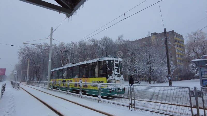 January 2023 Minsk Belarus. Tram Stop in Snowfall Stock Footage - Video ...